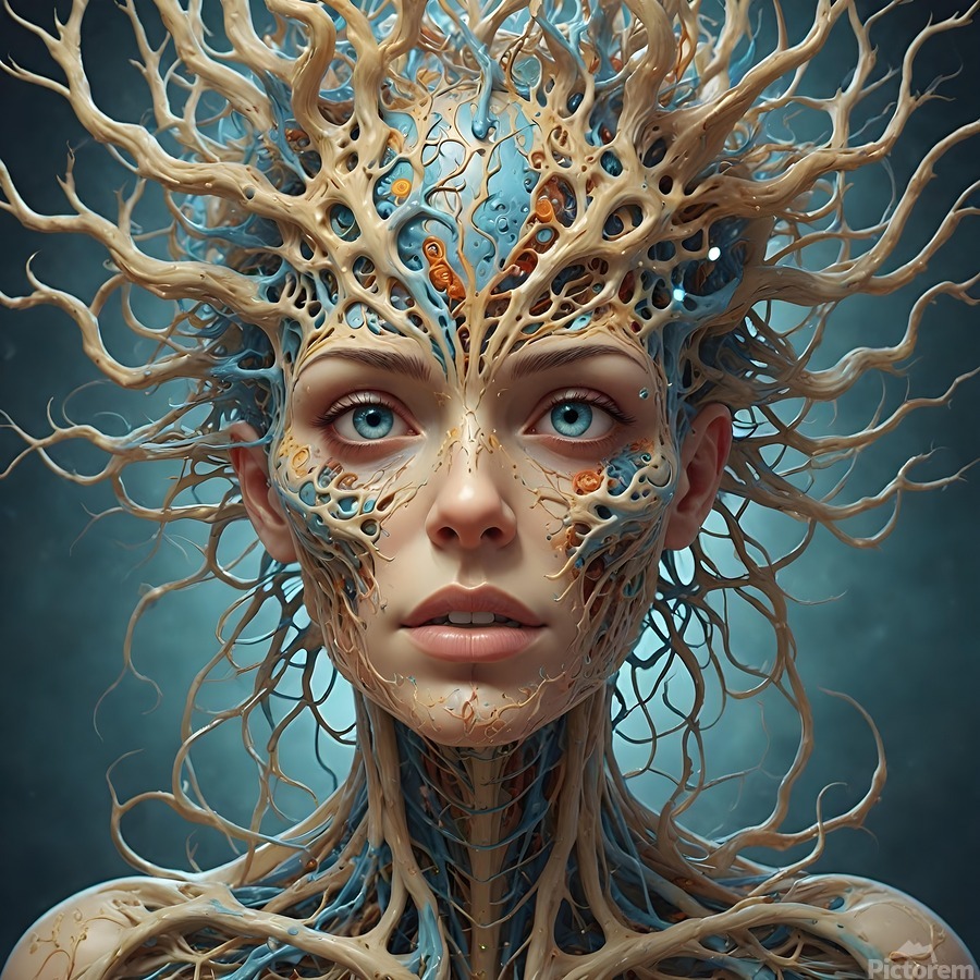 Neural Networks: The Minds Branching Pathways by Tellerarts by TH Wall Art