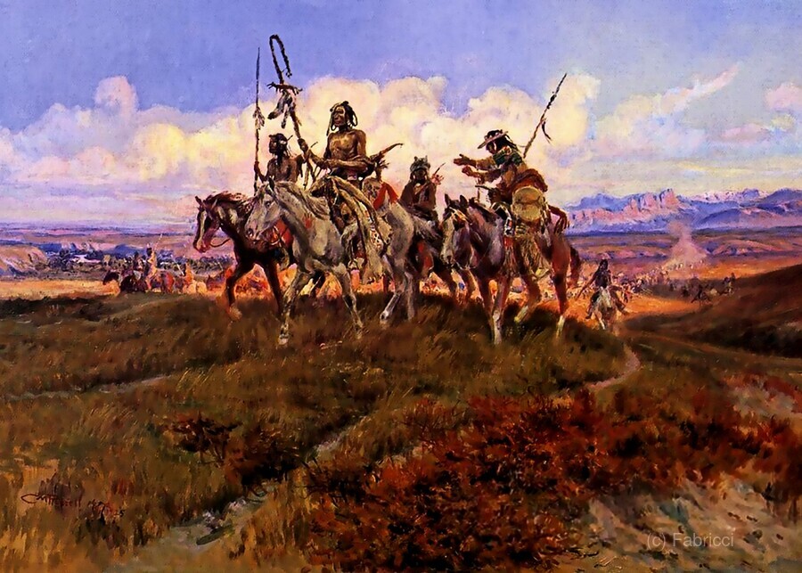 The Wolfmen Western Art by Charles M Russell by Fabricci Wall Art