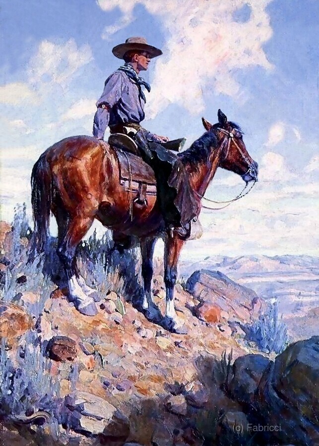 Sentinel of the Plains Cowboy Art by Herbert Buck Dunton by Fabricci ...