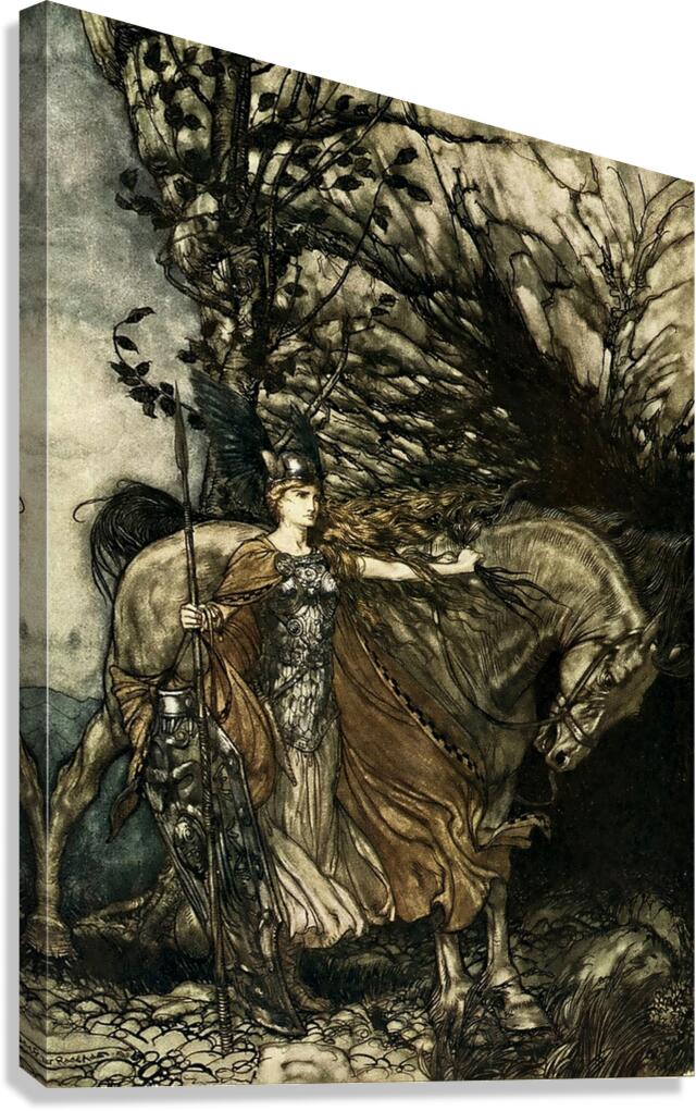Brunhilde With Her Horse From the Ring Cycle by Arthur Rackham by ...