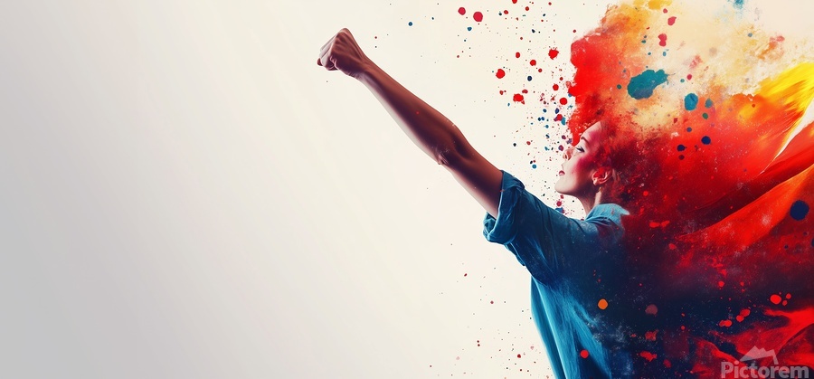 Vibrant explosion of colors represents creativity and empowerment in ...