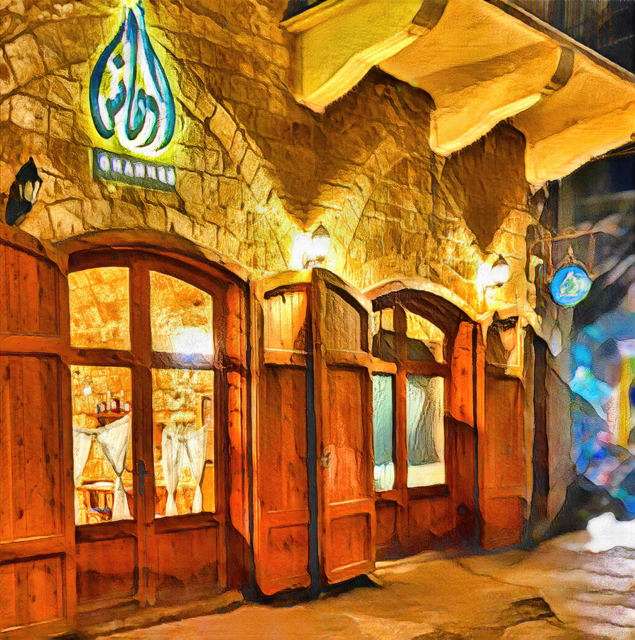 Enchanting Mediterranean Stone Building Art by Le Boulanger Wall Art