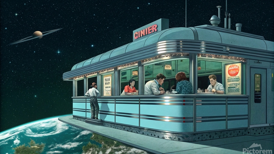 Retro Diner in Space by ImagineART Wall Art