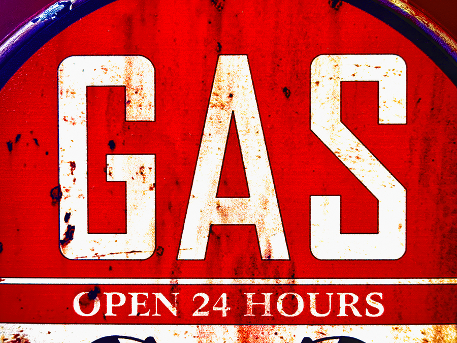 Vintage Red Gas Station Sign by Bill Swartwout Photography Wall Art