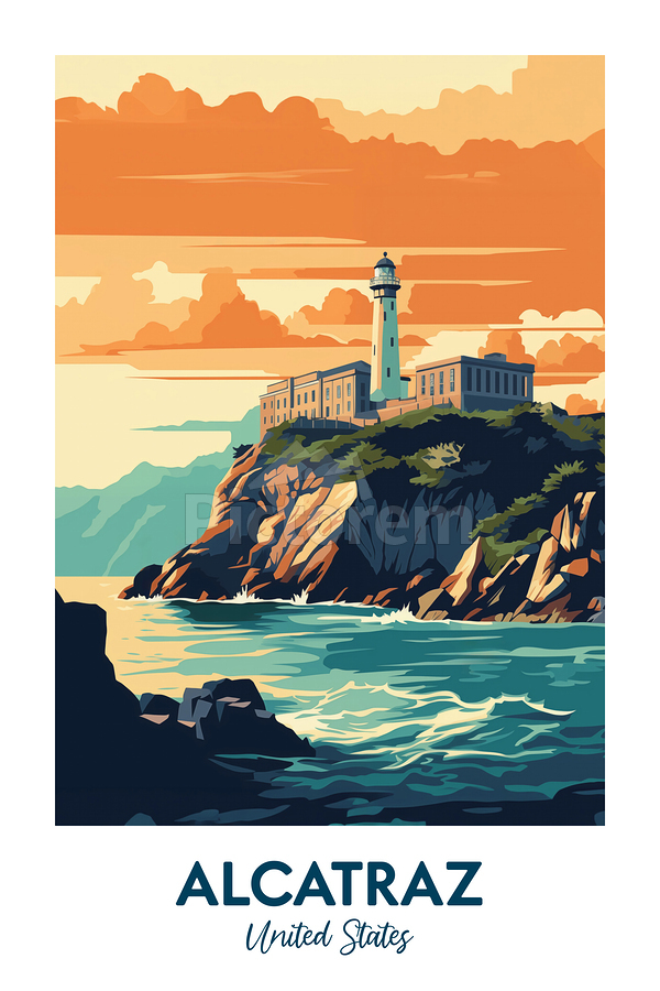 Alcatraz Travel Poster Alcatraz Island Print Alcatraz Island Poster ...