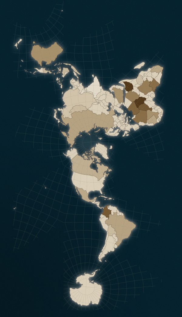Dymaxion World Map by SamKal Wall Art