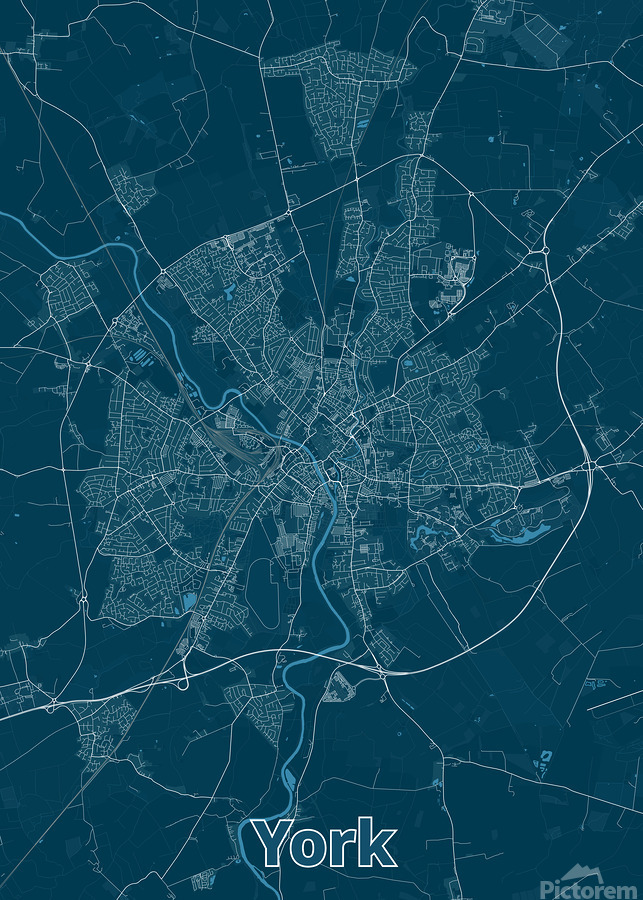 A detailed map of York England by SamKal Wall Art