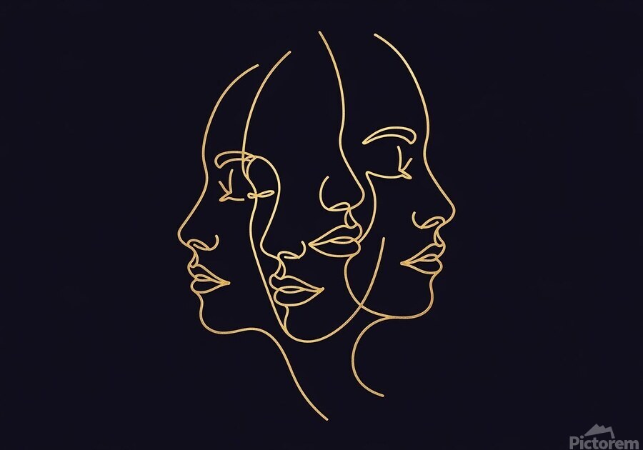 Overlapping Trio of Faces by Djamel ziani Wall Art