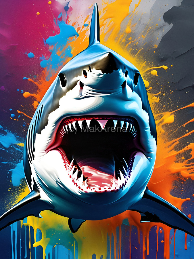Shark graffiti art by MakArena Wall Art
