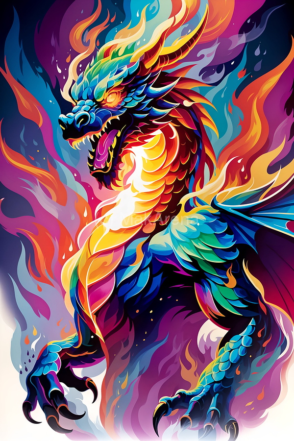 Dragon neon pop art by MakArena Wall Art