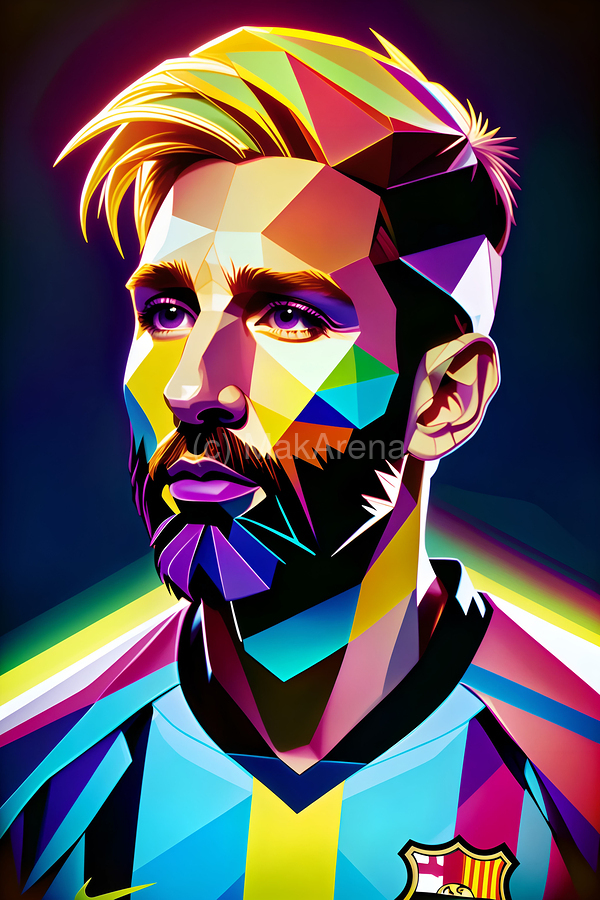 Messi portrait neon pop art by MakArena Wall Art