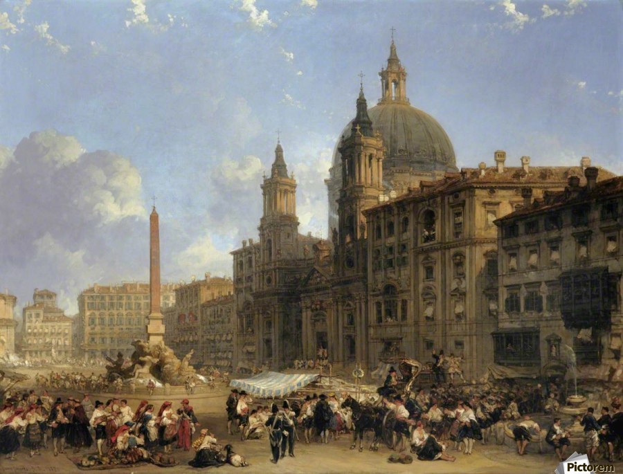 Piazza Navona at Rome by David Roberts Wall Art