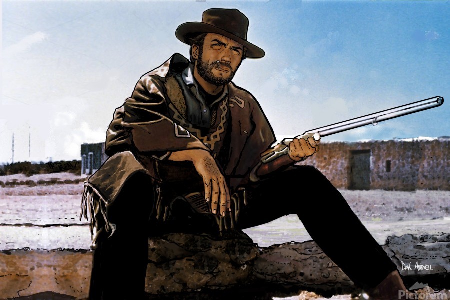 Clint Eastwood as The Man With No Name by Dan Avenell Wall Art