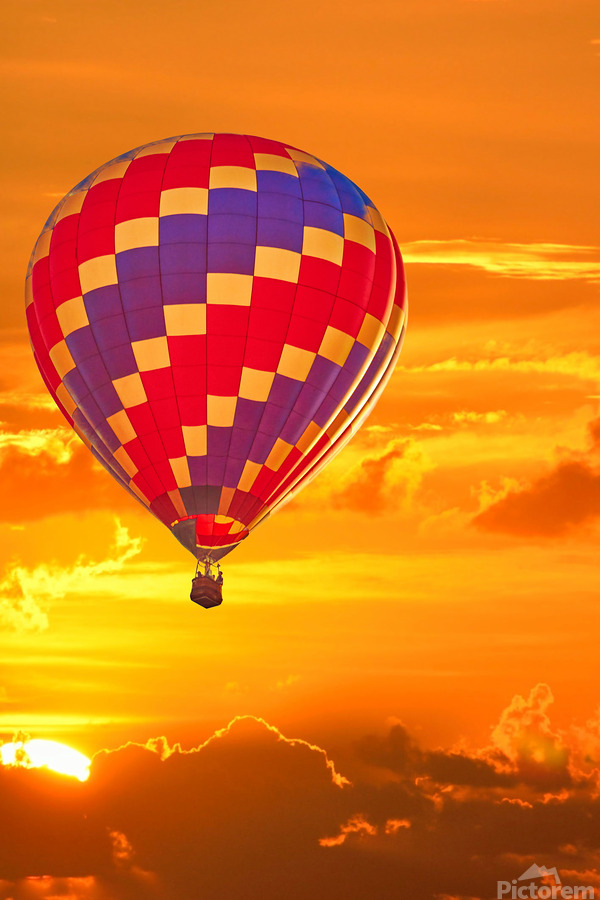 Hot Air Balloon at Sunset by Darin E Hartley Photography Wall Art