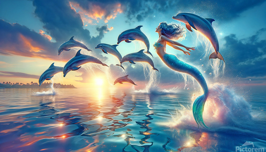 Mermaid Dolphins by Darin E Hartley Photography Wall Art