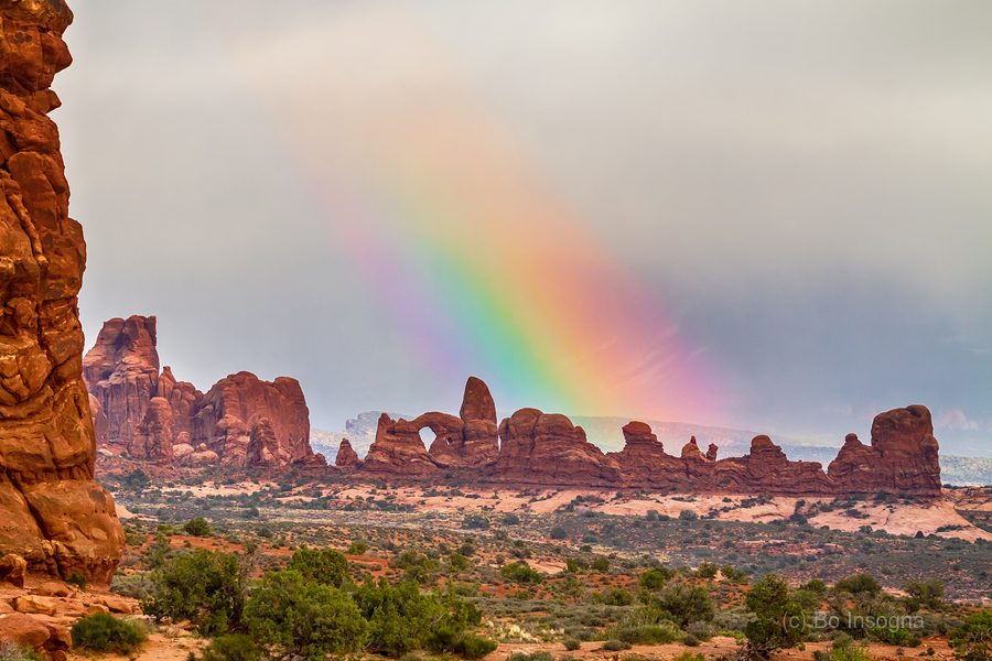 A Poetic Journey Rainbow Over Arches National Park by Bo Insogna Wall Art