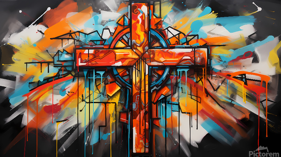 Sacred Streets: The Graffiti Cross by Thy Art Studios Wall Art