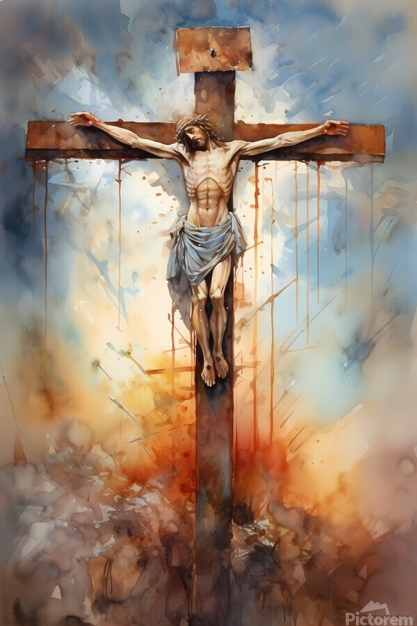 Resplendent Sacrifice: Jesus on the Crucifix by Thy Art Studios Wall Art