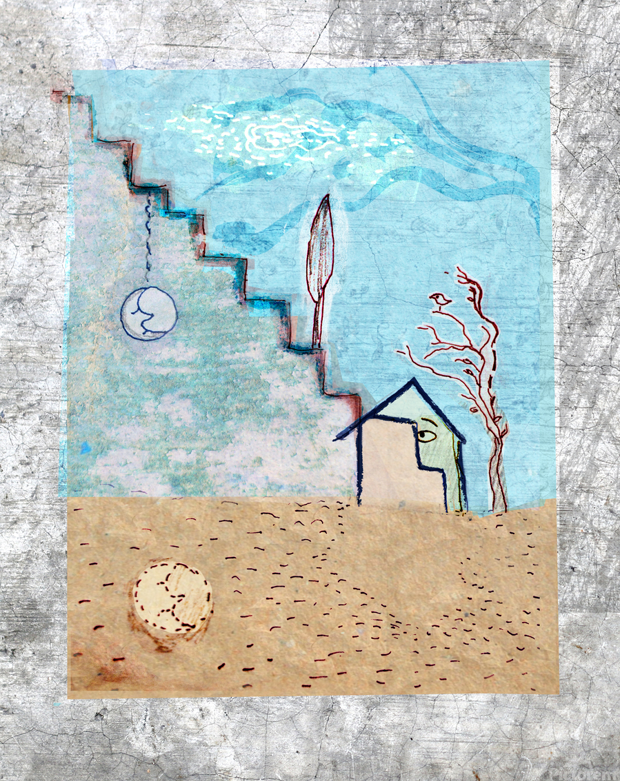 stairway to blue by Ayelet Sharon Wall Art