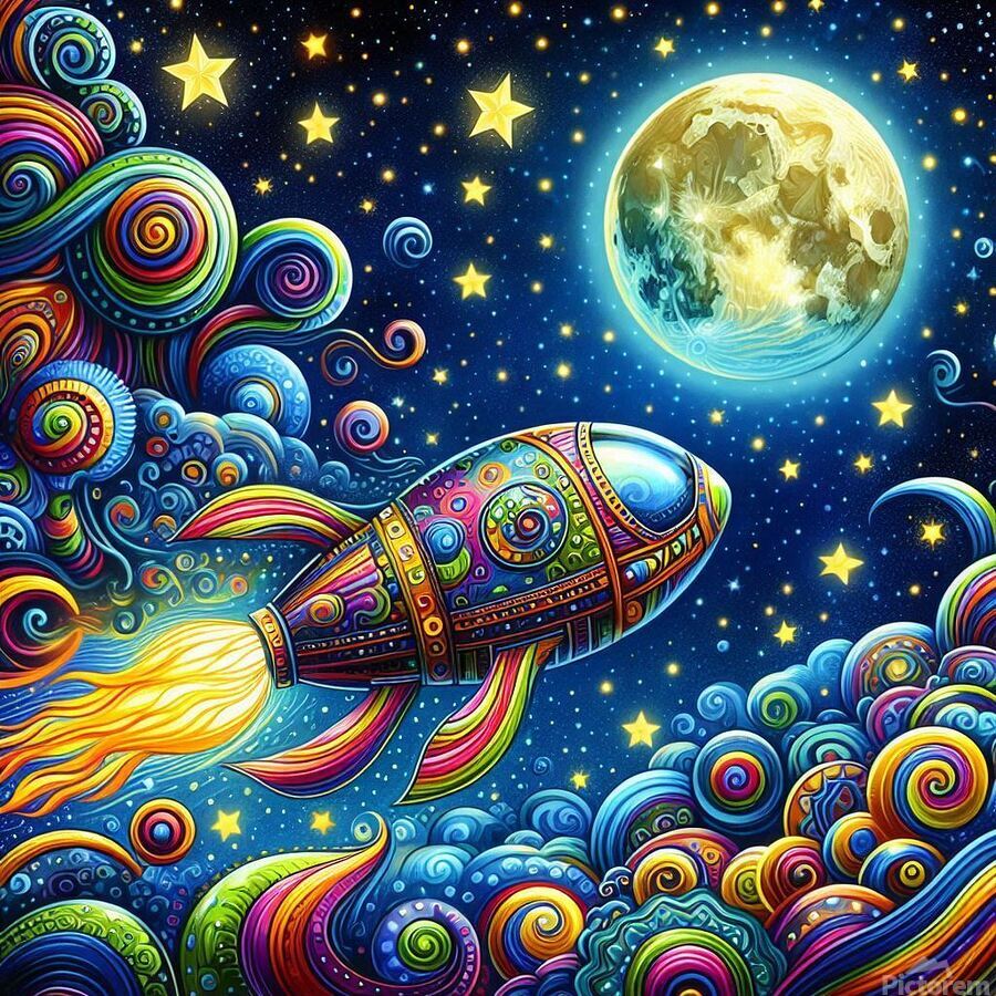 Space Fish Voyager by Rod Miller Wall Art