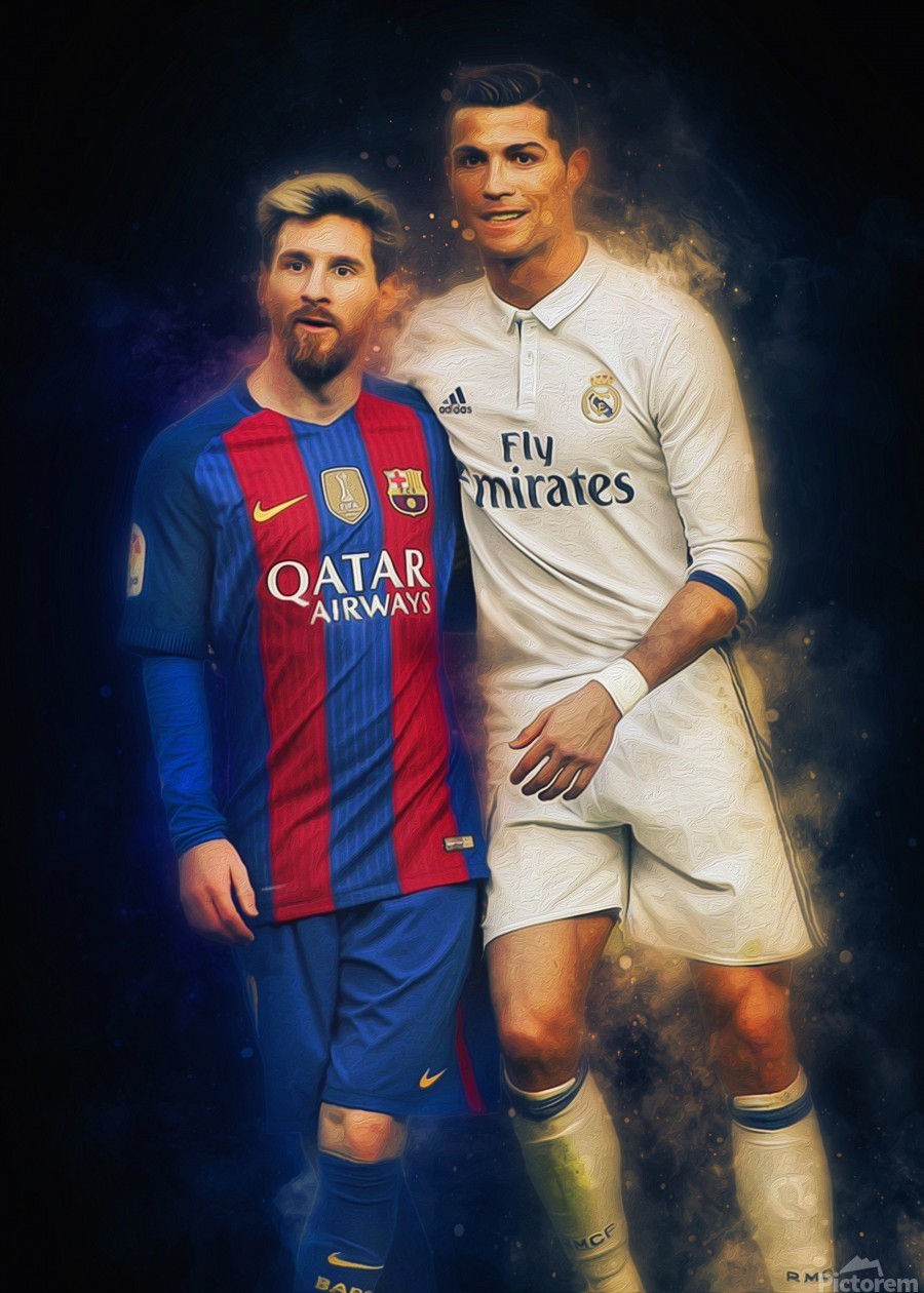 Lionel Messi and Cristiano Ronaldo by Coolbits Artworks Wall Art