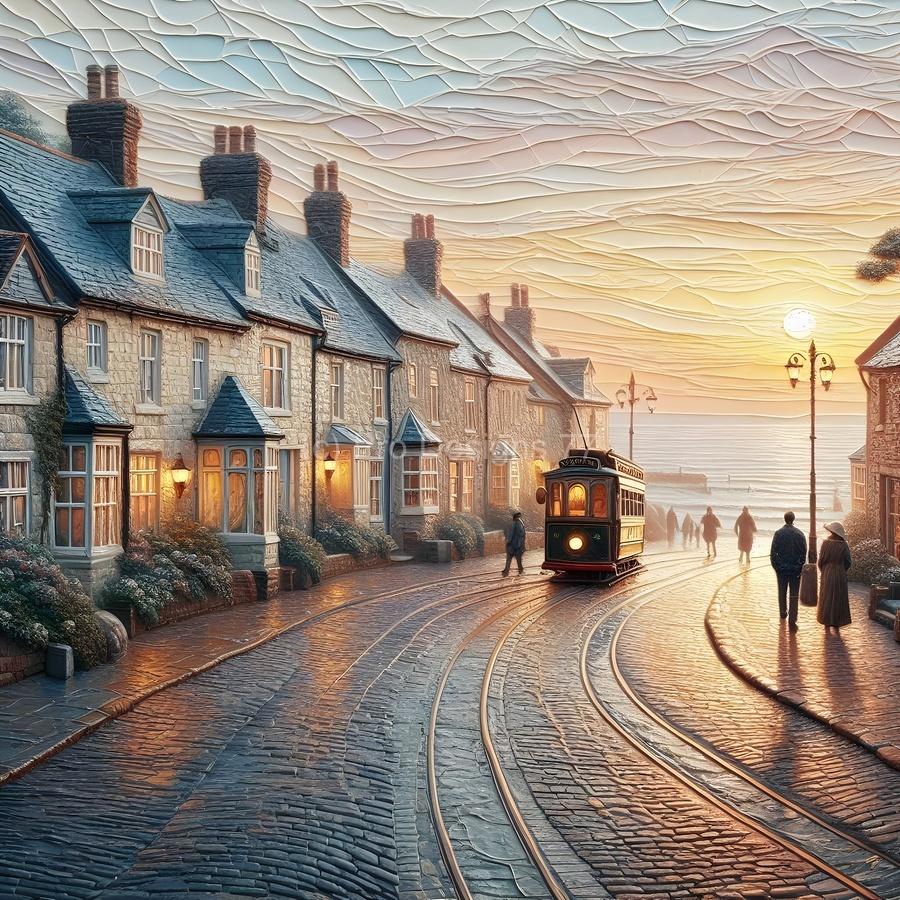 Little Town At Sunset by Pro Designs 77 Wall Art