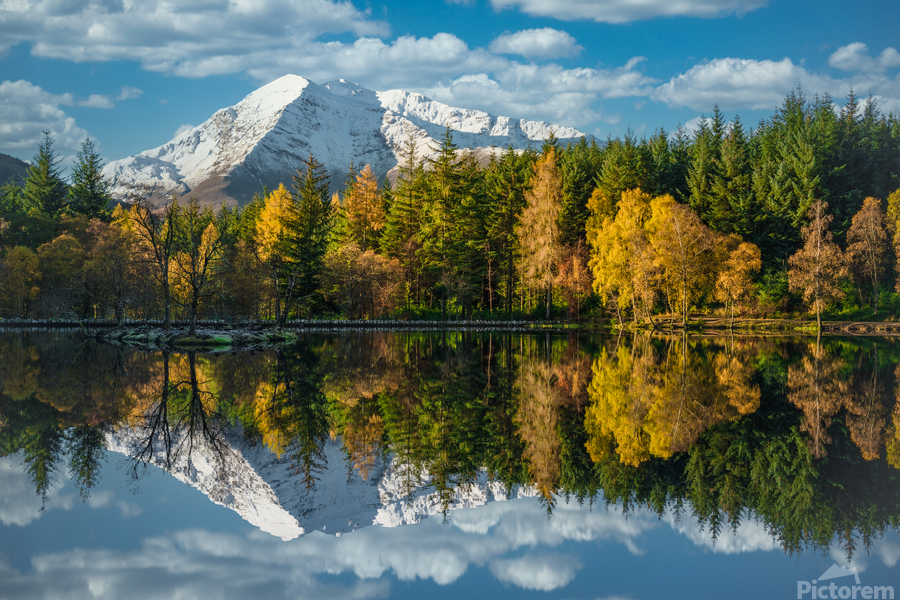 Autumn Reflection on Glencoe Lochan by Dave Bowman Wall Art
