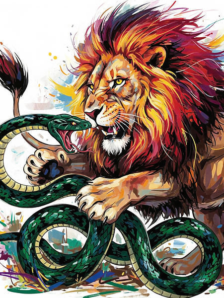 lion vs snake by Brainart Wall Art