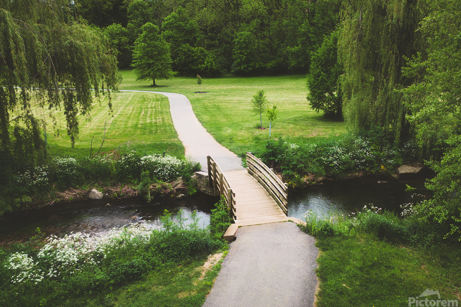 Aerial View of Bridge Crossing Cedar Creek by Jason Fink Wall Art