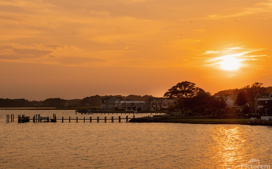 Hazy Sunset Rehoboth Bay by Jason Fink Wall Art