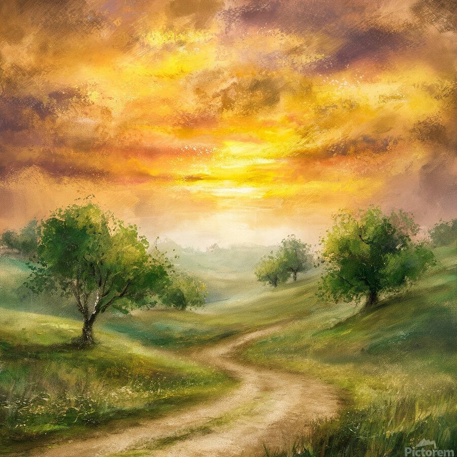 a serene and enchanting rustic landscape painting by toumi Wall Art
