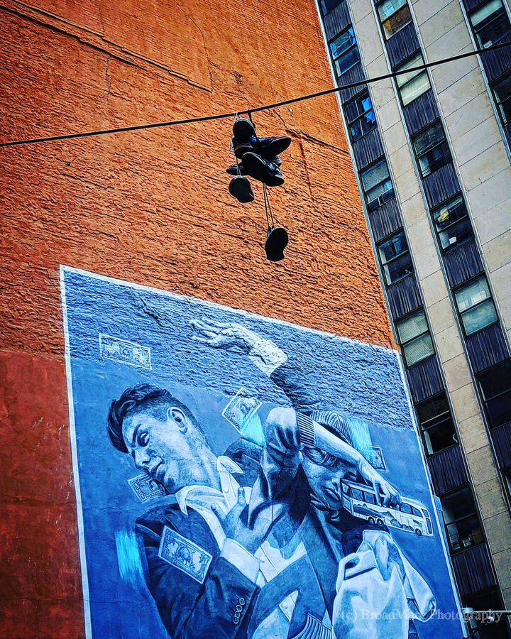 NYC Blue Wall Mural by BroadMark Photography Wall Art