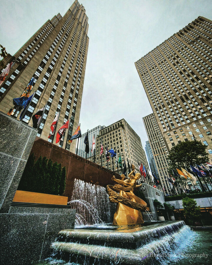NYC Rockefeller Center Fountain by BroadMark Photography Wall Art