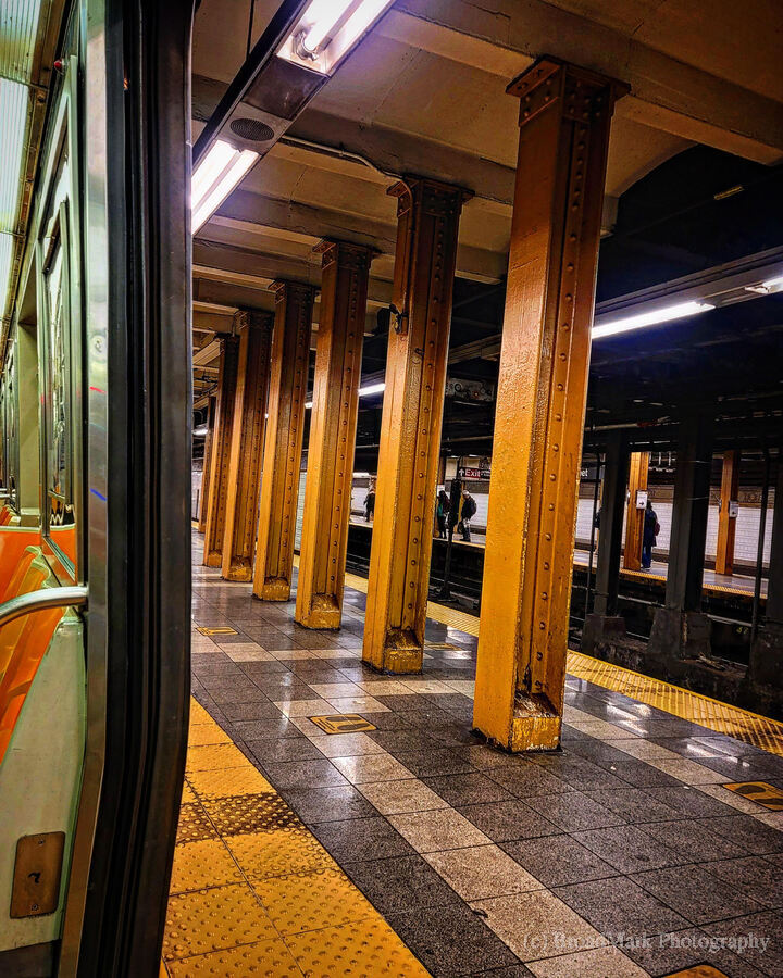 NYC Subway Platform Pillars by BroadMark Photography Wall Art