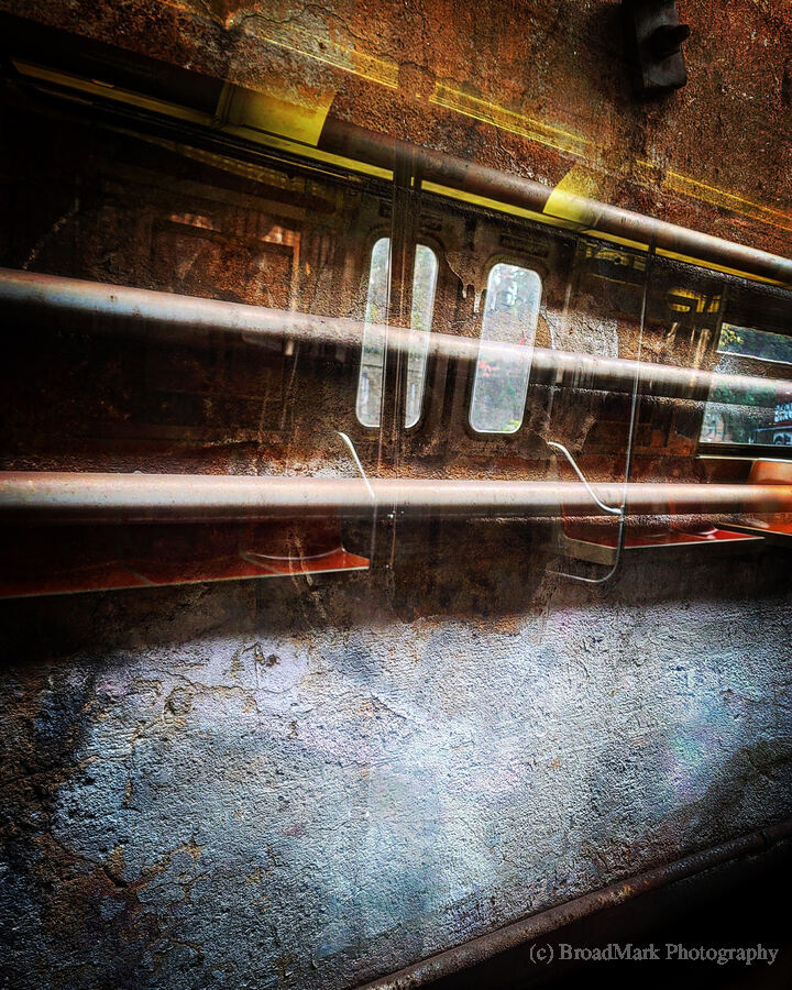 NYC Subway Train Reflections by BroadMark Photography Wall Art