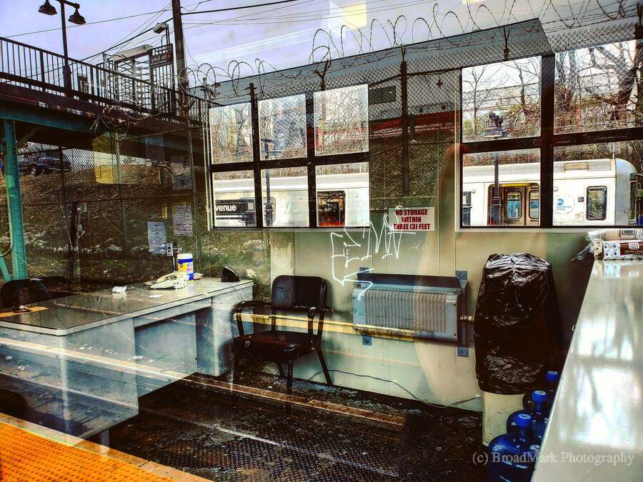 NYC Train Platform Office Reflection by BroadMark Photography Wall Art
