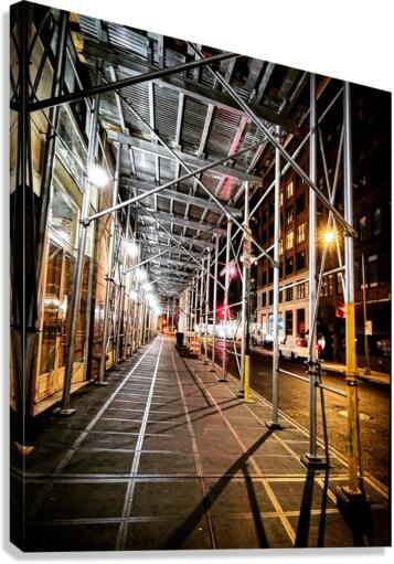 NYC Sidewalk Under the Scaffold Lights by BroadMark Photography Wall Art