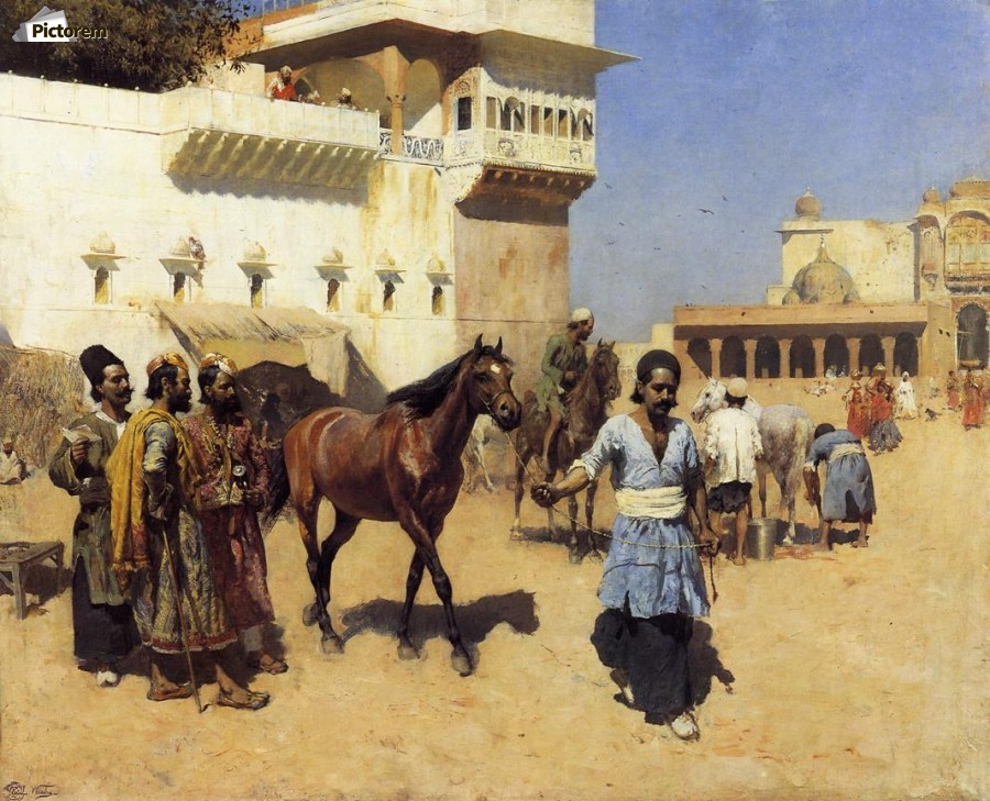 Horse Market, Persian Stables, Bombay by Edwin Lord Weeks Wall Art