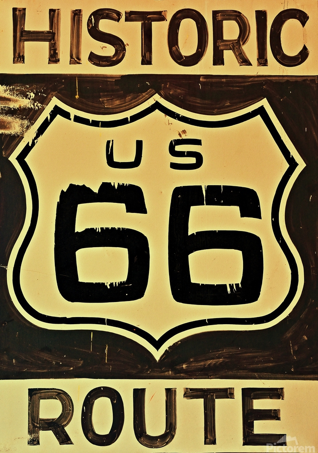 Route 66 sign. by CreativePhotoSpain Wall Art