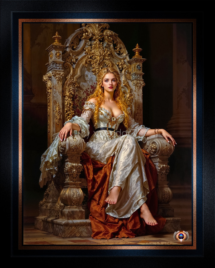 Regal Vision Of Lady Crysilda Lisalis On Throne Chair Mesmerizing AI ...
