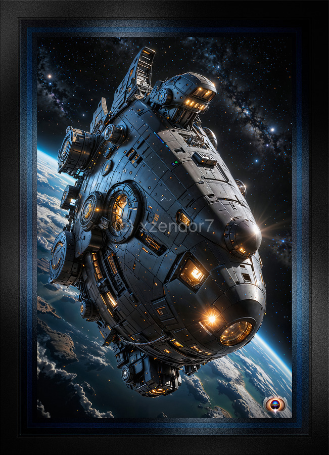 Stunning Sci-Fi View Of A Massive Spaceship In Orbit Amazing AI Concept ...