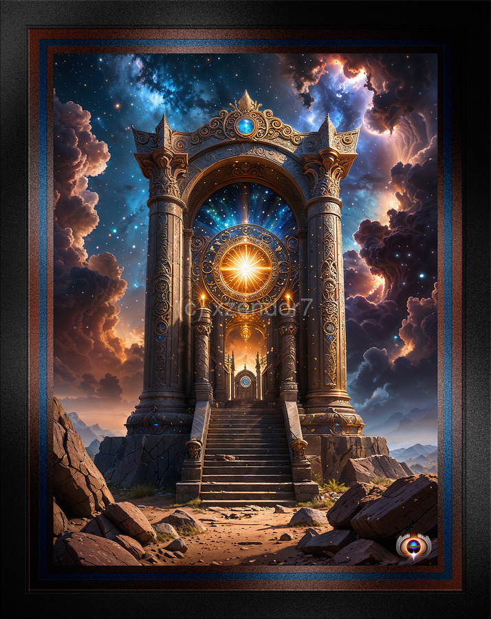 An Ancient Towering Celestial Gateway Amid Cosmic Heavenly Splendor Amazing AI Concept Art by ...