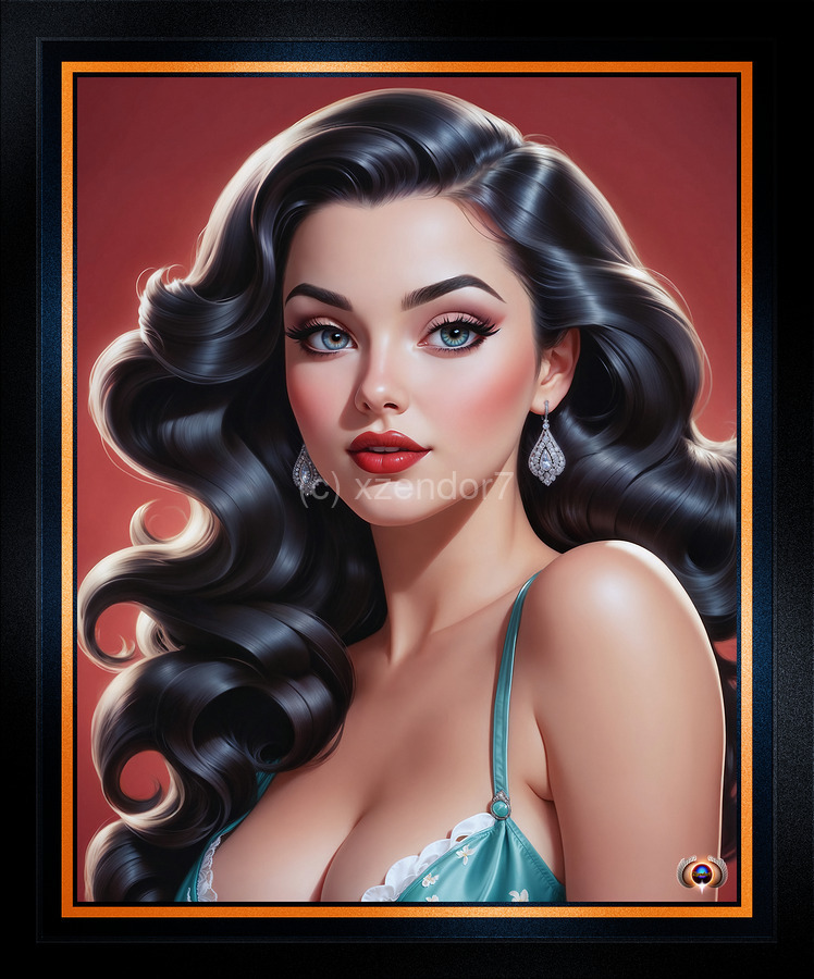 Stunning Vintage Hollywood Style Pin-Up Girl Glamour Portrait Mesmerizing AI Concept Art by ...