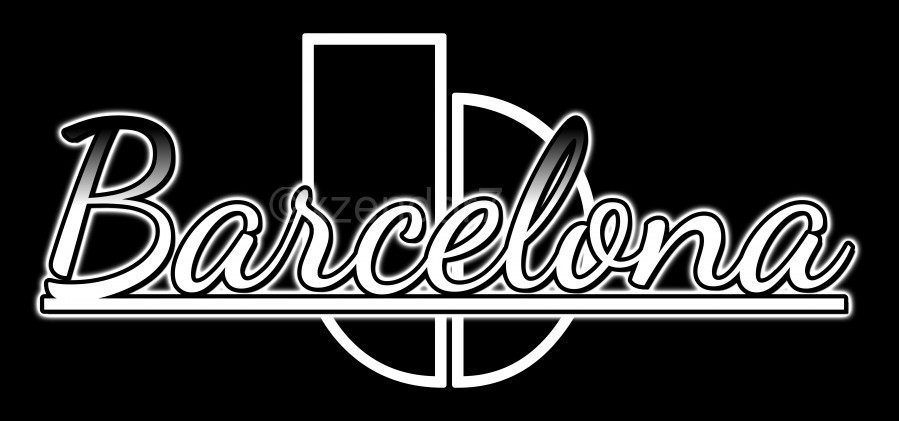 Barcelona Typography Graphic Design by xzendor7 Wall Art