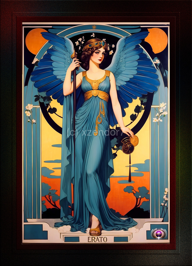 Erato Greek Muse Of Poetry Art Deco Mythological Poster AI Concept Art ...