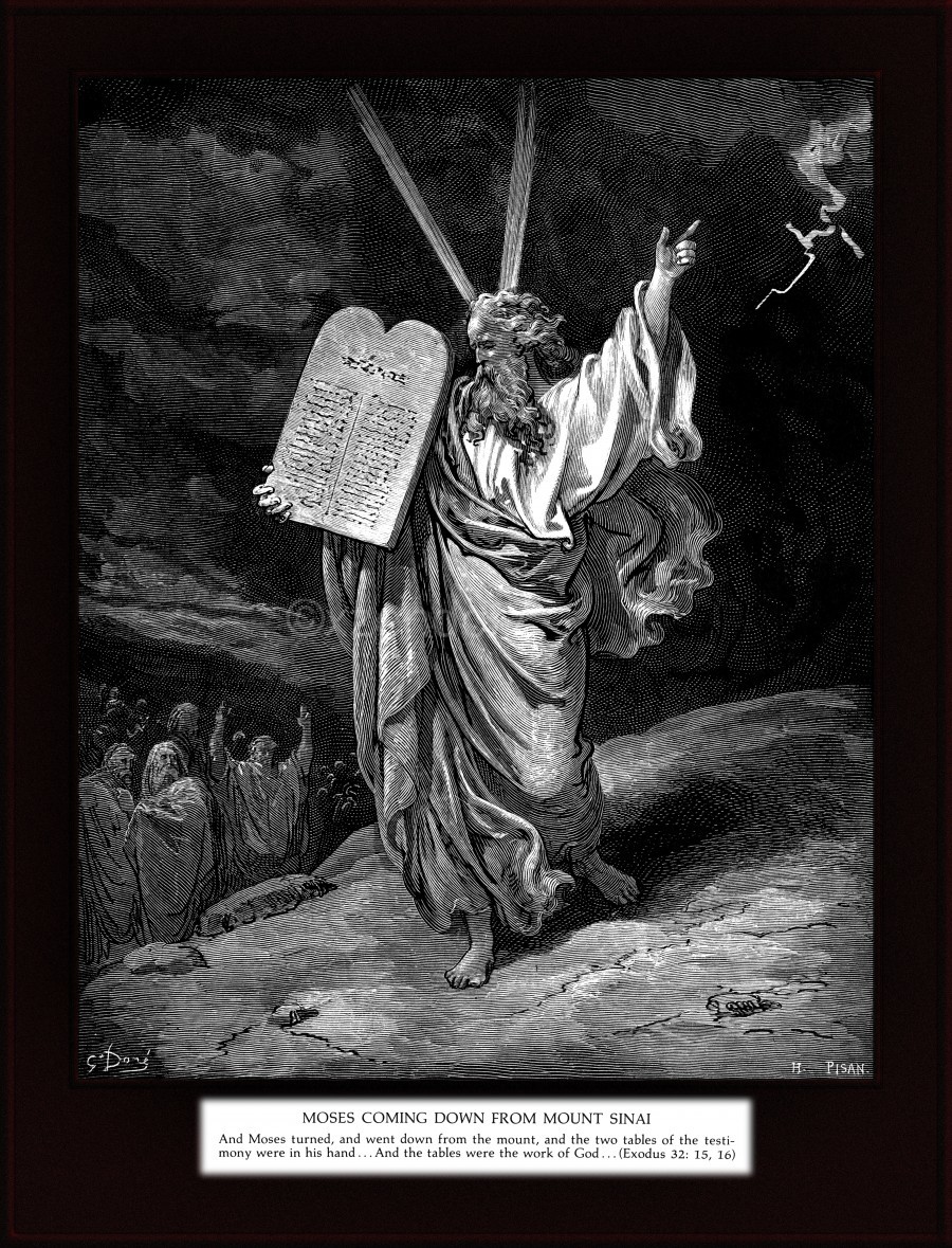 Moses Comes Down from Mount Sinai by Engraving by H. Pisan Old Masters ...