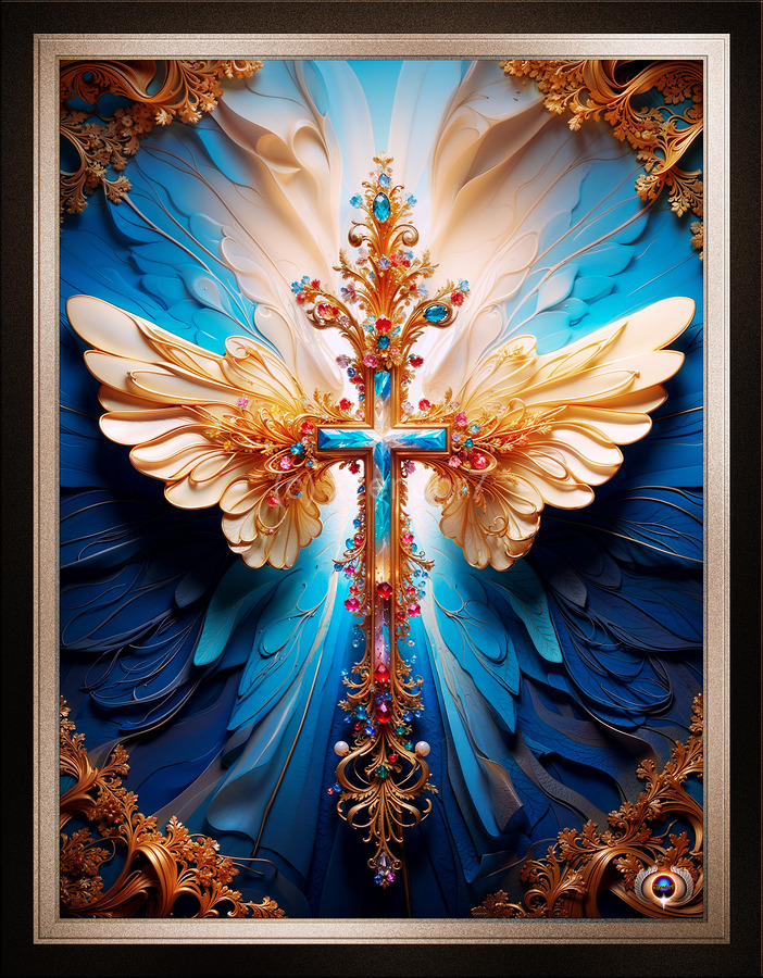 The Light Of Heaven Angel Wings Cross Beautiful AI Concept Art by ...