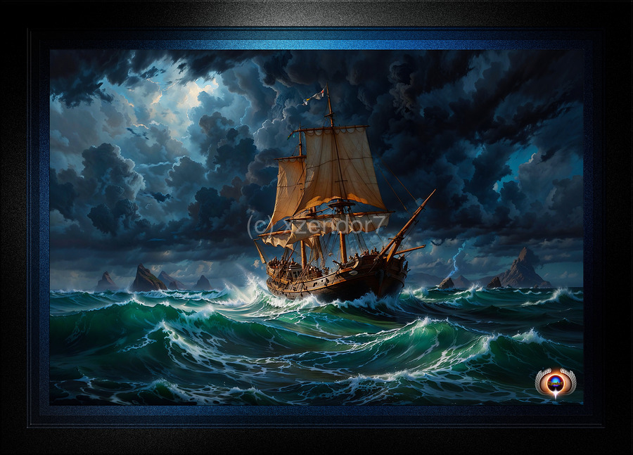 Traversing Chaotic Waves Under Turbulent Clouds Mesmerizing AI Concept ...