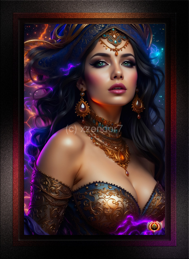 Portrait Of Unariya The Star Queen Gorgeous AI Concept Art by Xzendor7 by xzendor7 Wall Art