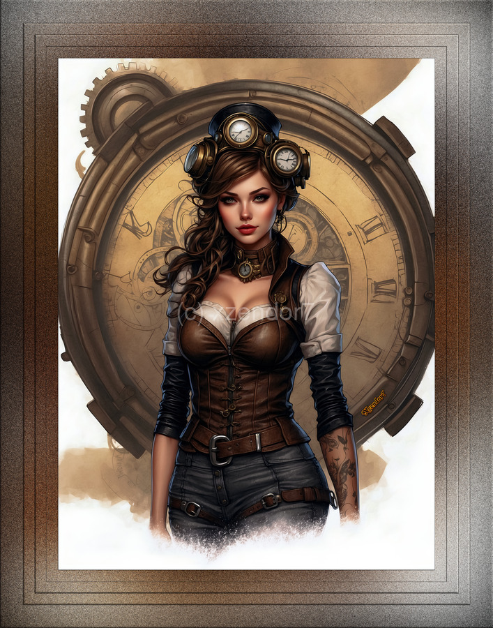 Wild West Steampunk Babe Captivating Portrait Illustraion AI Concept Art by Xzendor7 by xzendor7 ...